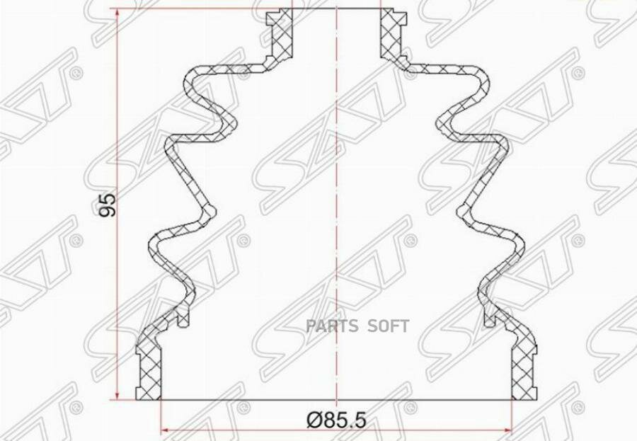 Пыльник шруса наружный TOYOTA PRIUS 30/NISSAN WINGROAD Y10, Y11/SUNNY B11-B15/ALMERA 86-06 (2 хомута. SAT C-1002 | цена за 1 шт