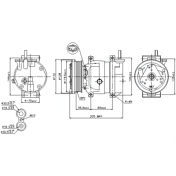 NISSENS 89221 (89221_NS / 95925480 / 95954670) компрессор кондиционера\ Chevrolet (Шевроле) aveo / lacetti