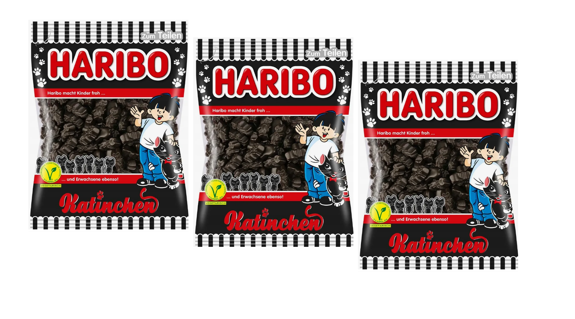 Лакричный мармелад HARIBO VEGGIE KATINCHEN, (Лакричные котики), ( 3 уп. х175 гр.), Германия