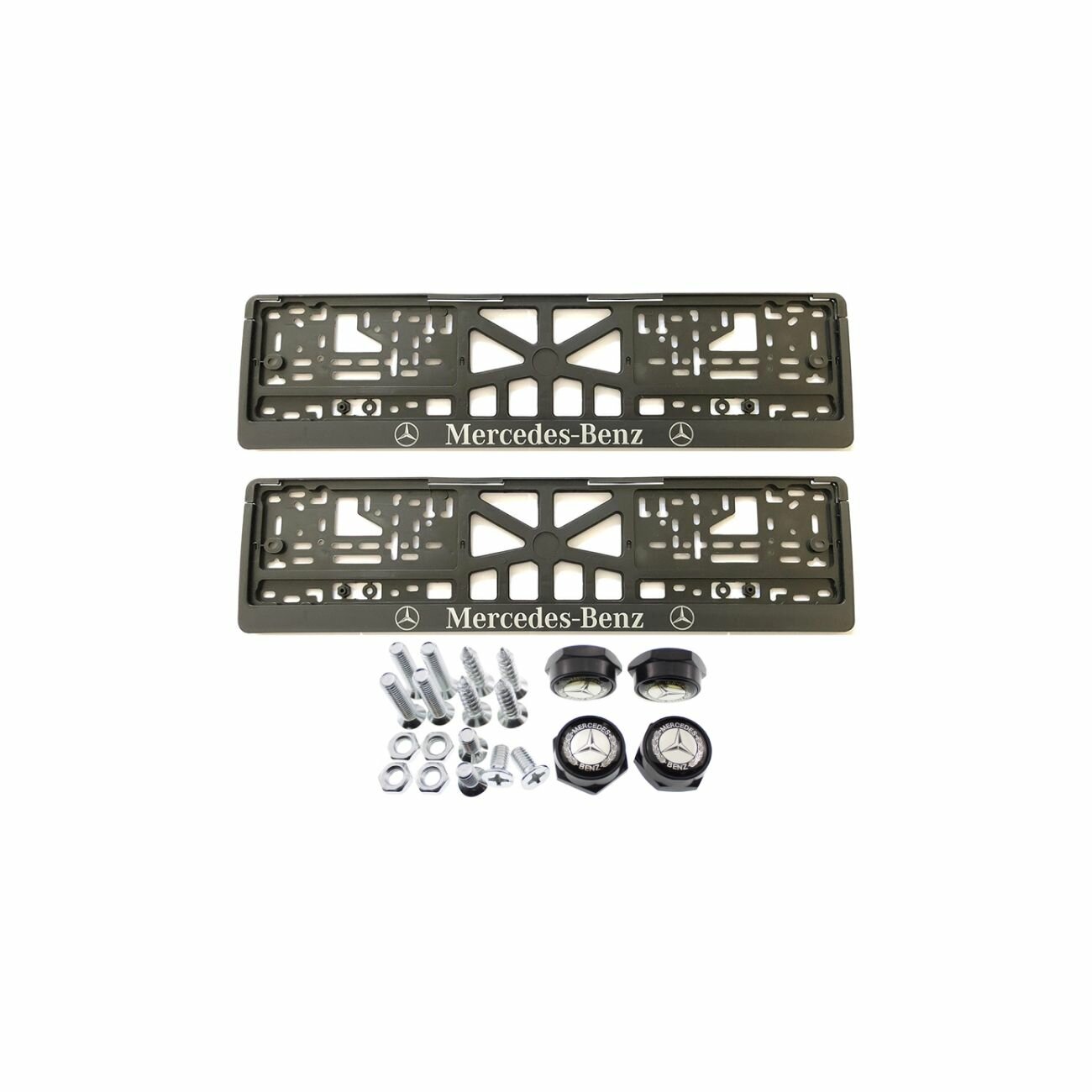 Комплект: пластиковая рамка для гос. Номера для Mercedes и болты