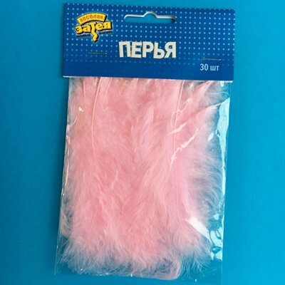 Перья декоративные Розовые 10см 30шт/G