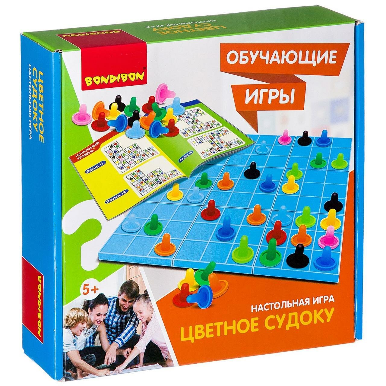 Настольная игра Bondibon "Цветное судоку", 81 фишка, 9 цветов, 25х7х25 см