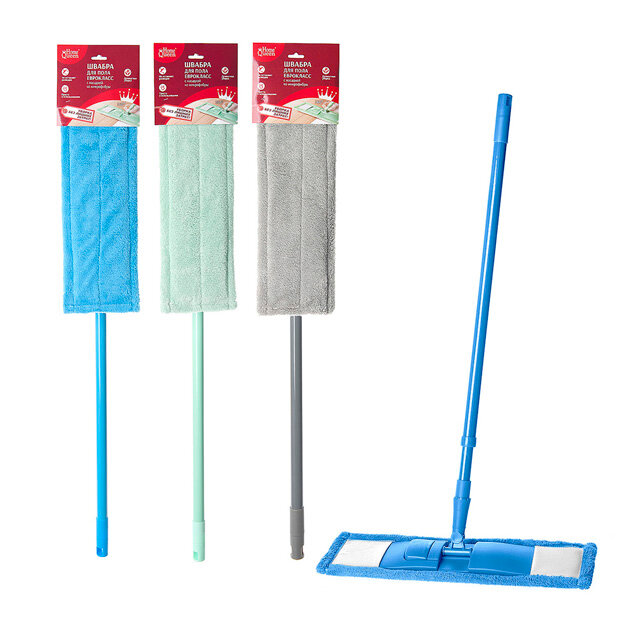HOMEQUEEN поломойная насадка 130 см с микрофиброй 42х12,5 см без отжима для пола
