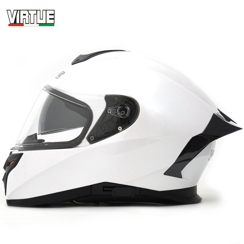 3C сертифицированный шлем VIRTUE для электрических мотоциклов для мужчин и женщин с большим хвостовым крылом, двойным визором, DOT полный шлем, может быть ECE06
