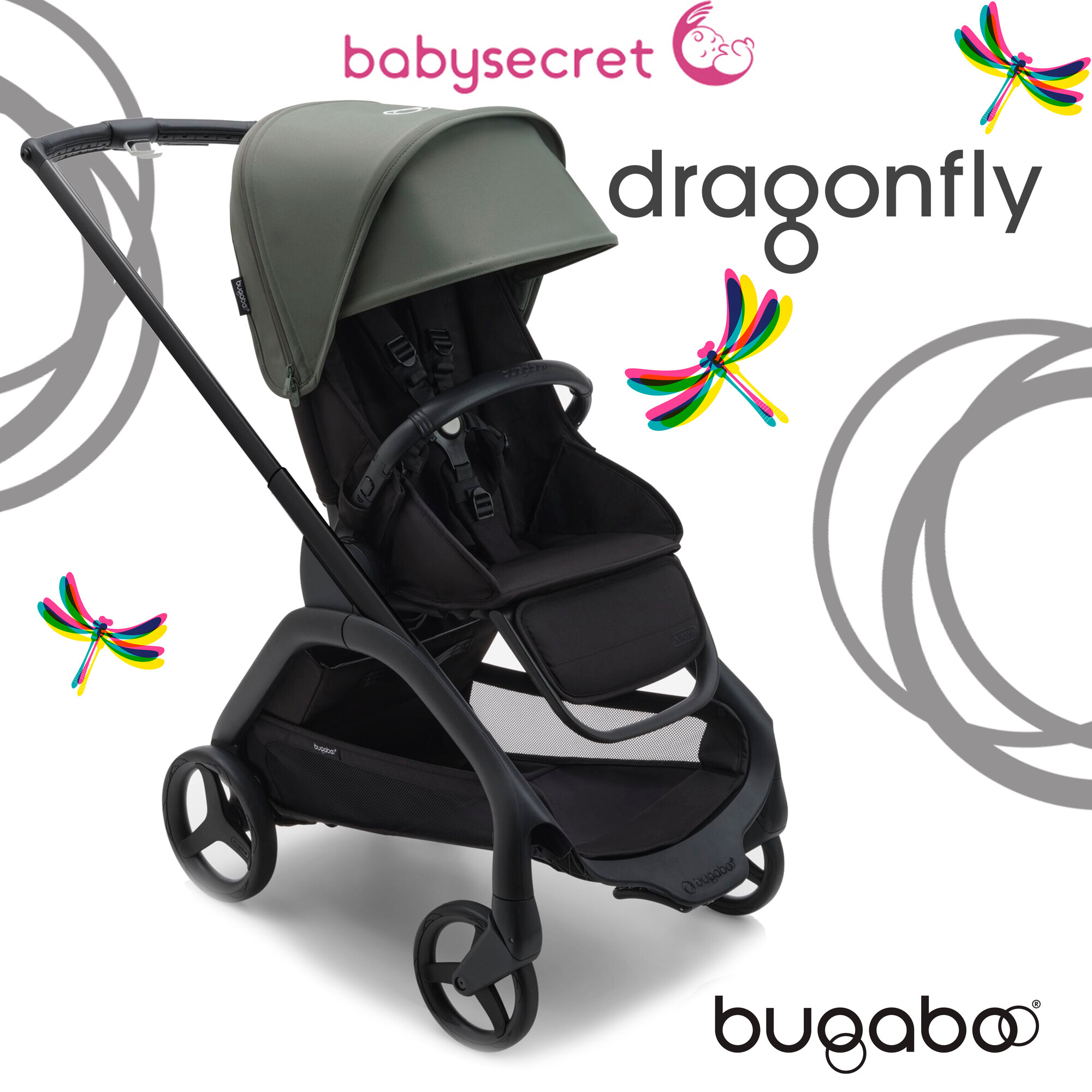 Коляска прогулочная Bugaboo Dragonfly на шасси Black/BLK/forest green