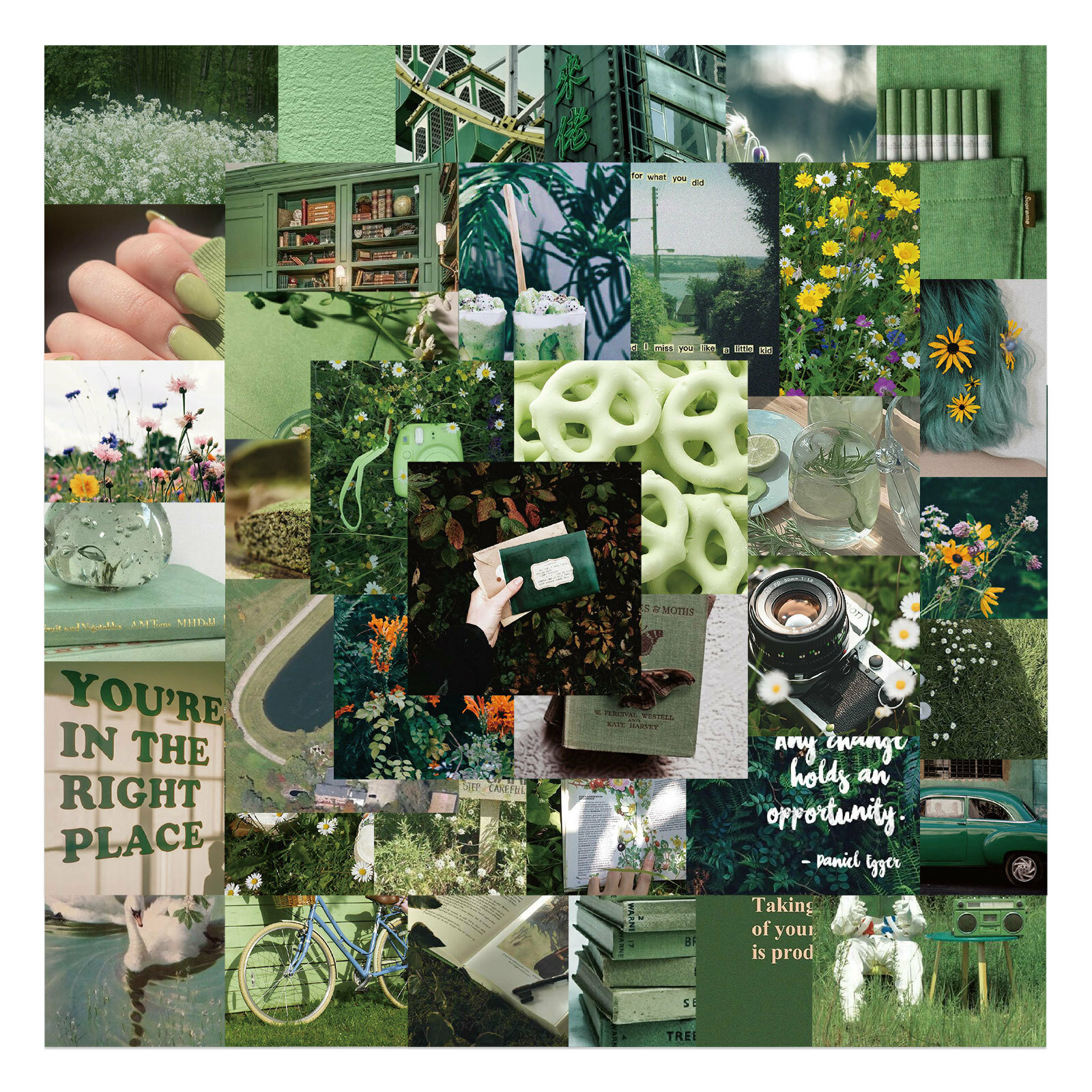 56 шт./упак. Наклейки с зеленым пейзажем Виниловые водонепроницаемые граффити для ноутбука, багажа, скейтборда, подростков