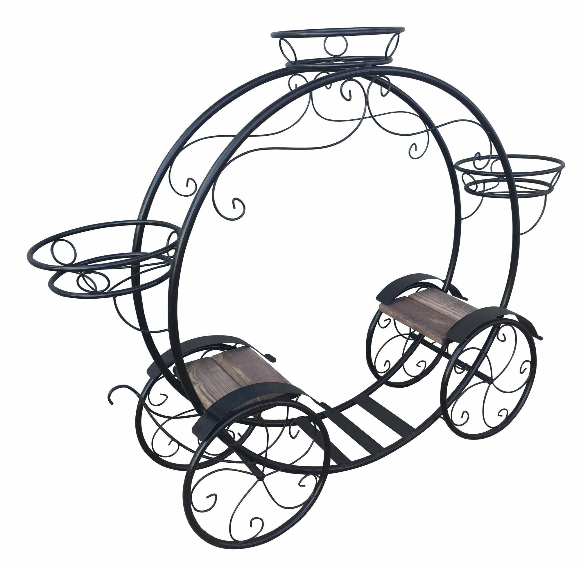 Цветочница карета (3 горшка + полки) черная