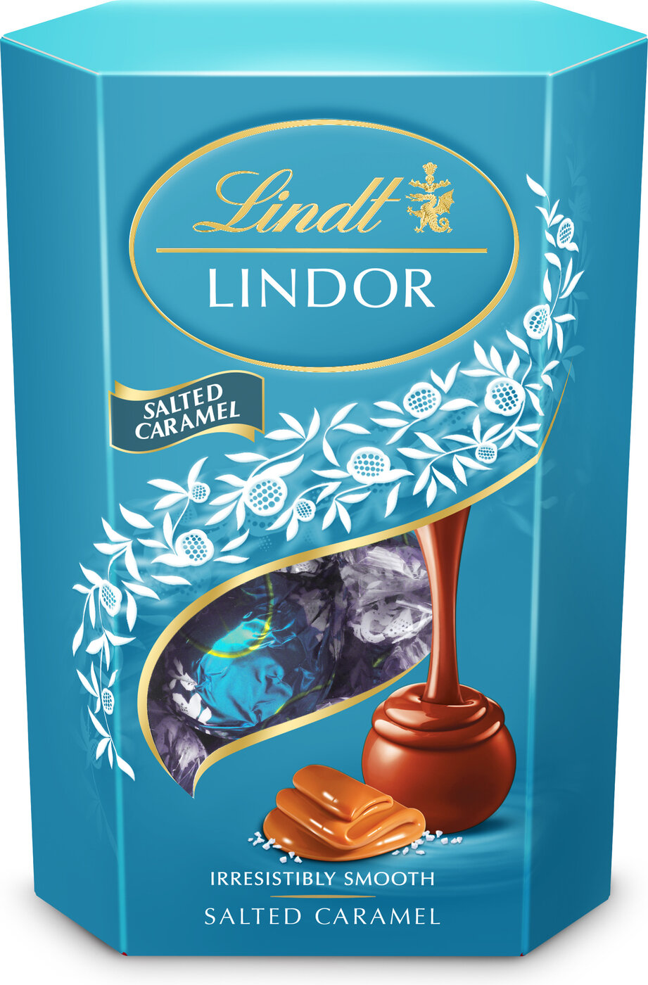 Конфеты в коробке Lindt Lindor из молочного шоколада с начинкой соленая карамель, коробка (корнет) 200 г соленая карамель молочный шоколад 200 грамм корнет