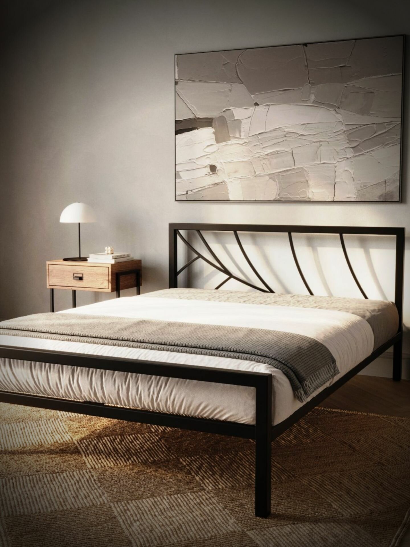 Кровать, Вивьен, 120х200, металлическая, кованная, усиленная, для спальни, дома, дачи, основание-металлокаркас