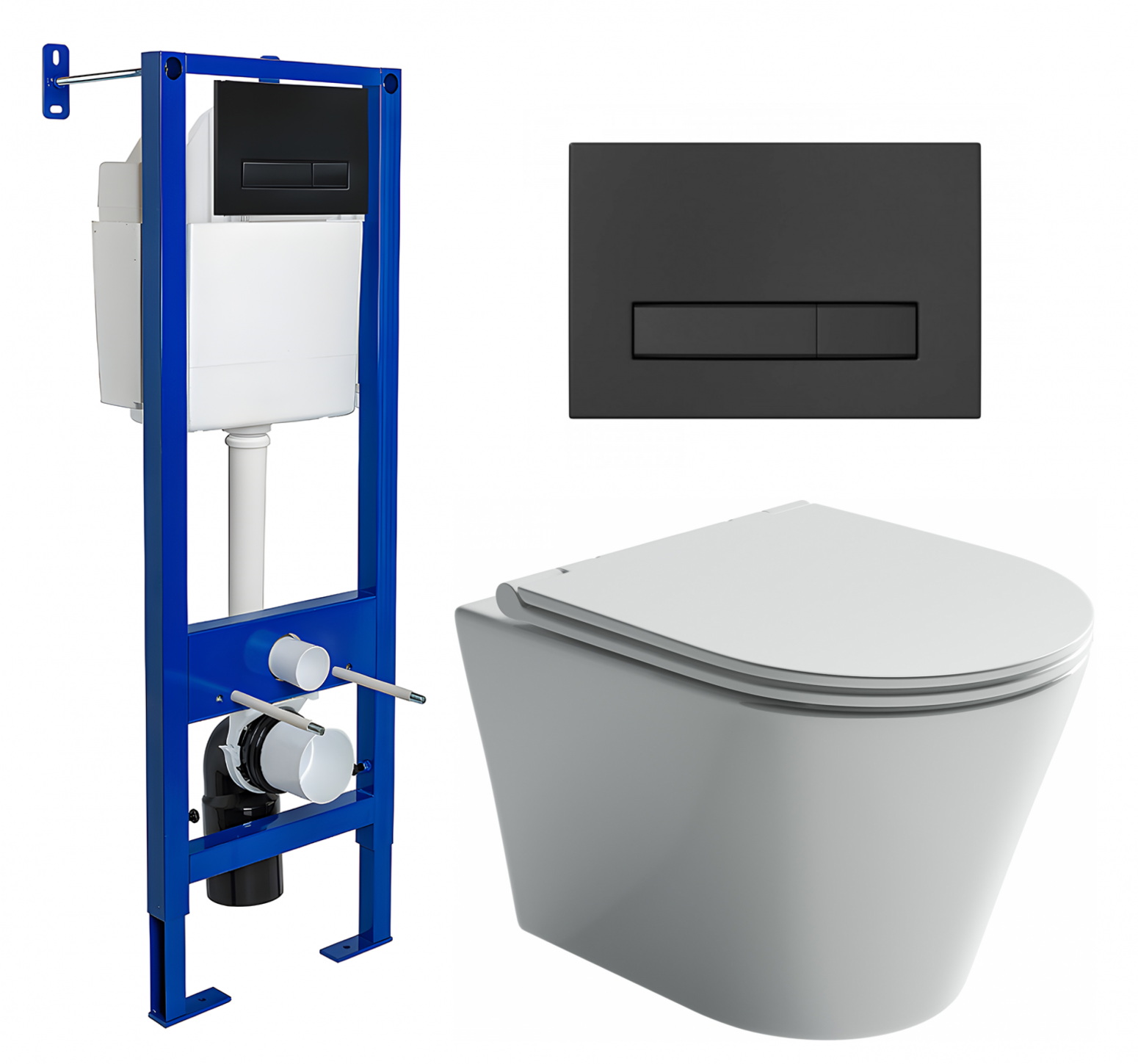 Комплект 3 в 1 инсталляция Berges Wasserhaus Atom Line 410 + Унитаз подвесной Ceramica Nova Forma CN3011 + кнопка черная