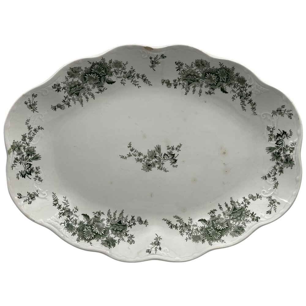 Блюдо "Астры", 30*40 см, фарфор, 1889-1917 гг, Т-во Кузнецов М. С № 6, Российская Империя