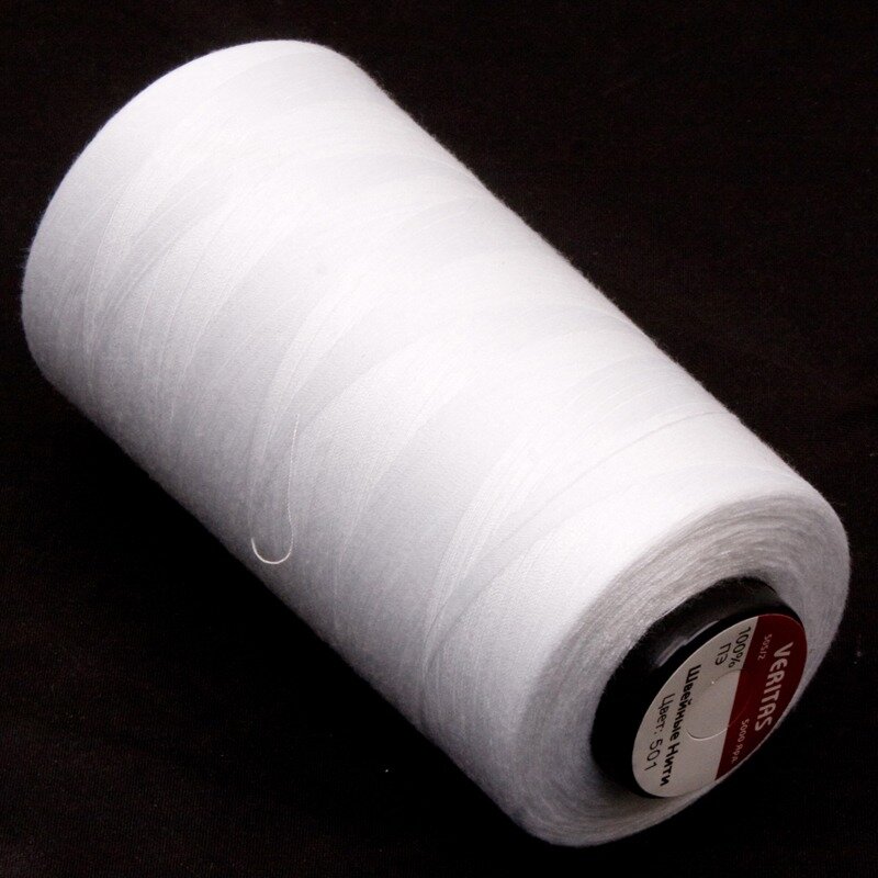 Нитки швейные 100% PE 50/2 цв белый(боб 5000ярдов) VERITAS