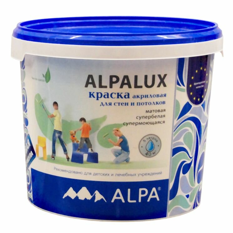 Краска для внутренних и наружных работ Alpalux 5 л белая (база A) ALPA.