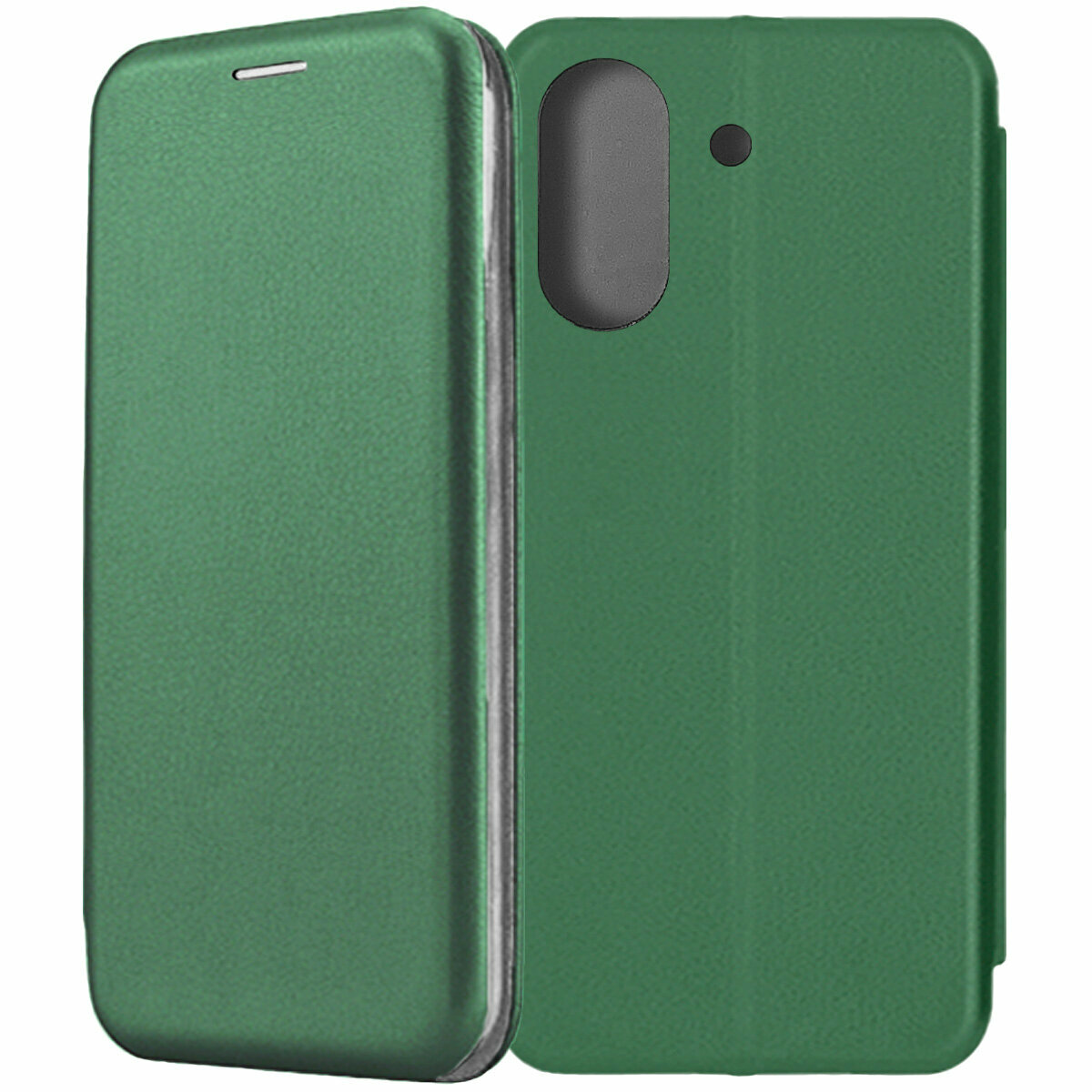 Чехол-книжка для Redmi 13C зеленый / подставка, отделение для карт