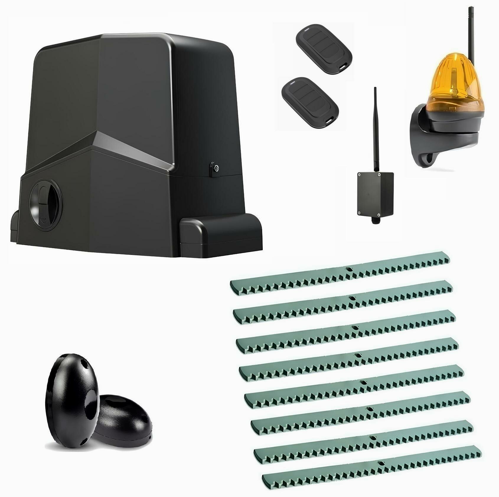 Автоматика для откатных ворот AN-MOTORS ARW-600MKIT FULL8-K-BT, комплект: привод, 2 пульта, лампа, фотоэлементы, 8 реек, Bluetooth-модуль