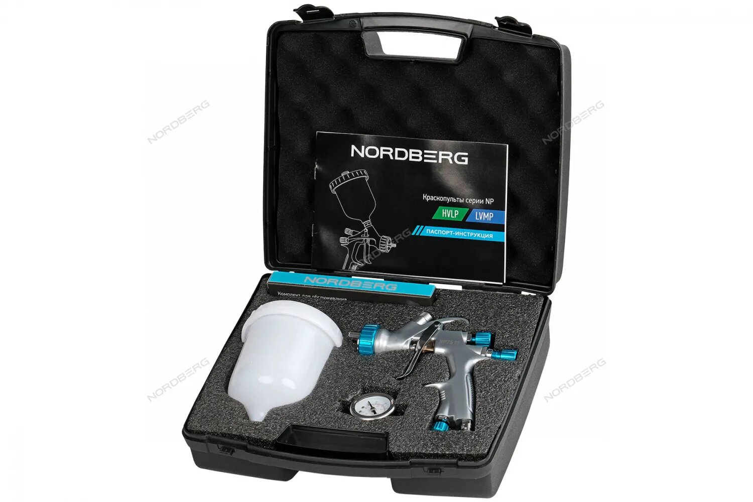 NP7513 Краскопульт LVMP с верхним бачком, сопло 1,3 мм, пластиковый кейс NORDBERG NP7513