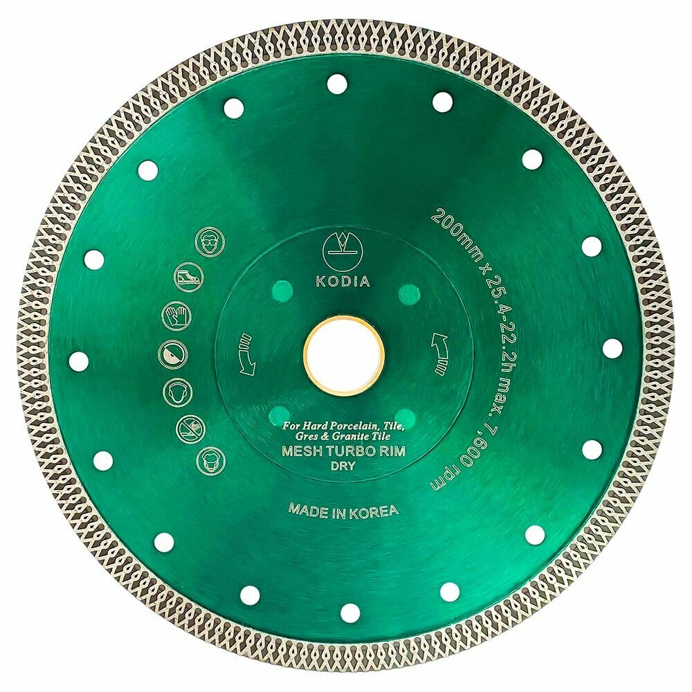 Алмазный диск TURBO MSRBR для резки керамогранита 200/25.4/22.23 мм, KODIA (Кодиа)