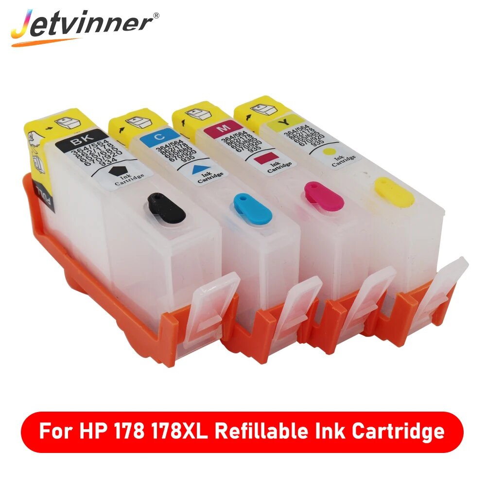 Многоразовые картриджи Jetwinner для HP 178 (черный, голубой, magenta)