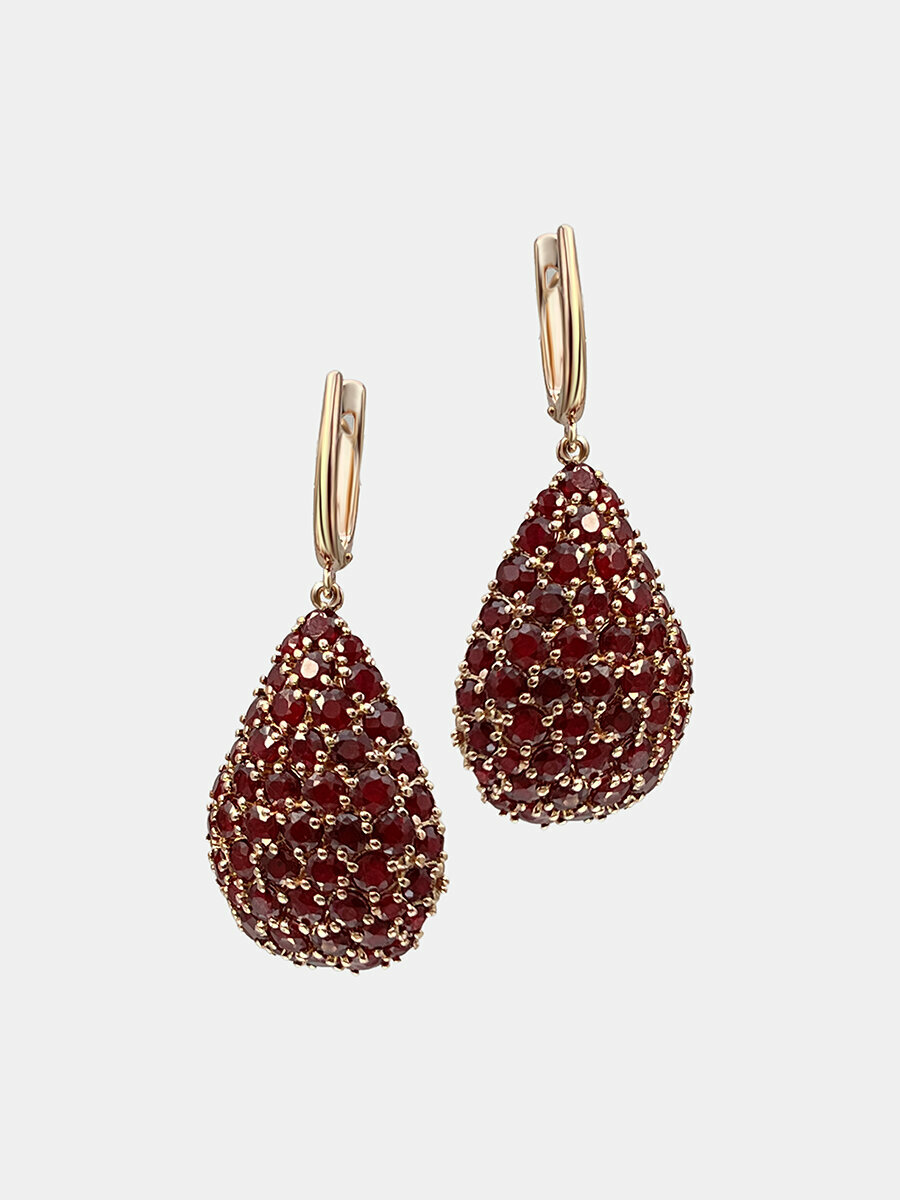 Серьги с подвесками, красное золото, 585 проба, рубин