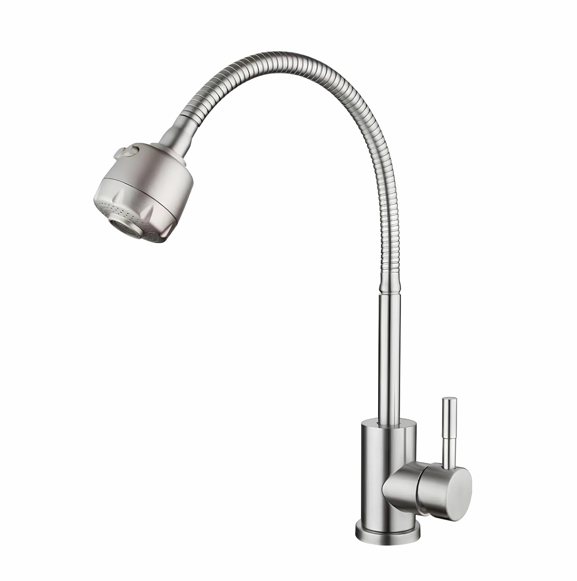 Смеситель для кухни с гибким гусаком и двухрежимным аэратором, сатиновый