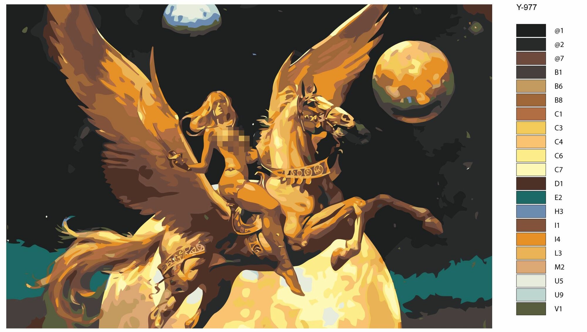 Картина по номерам Y-977 "Репродукция картина - Девушка на пегасе. Борис Вальеxо (Валеджо)" 70x110