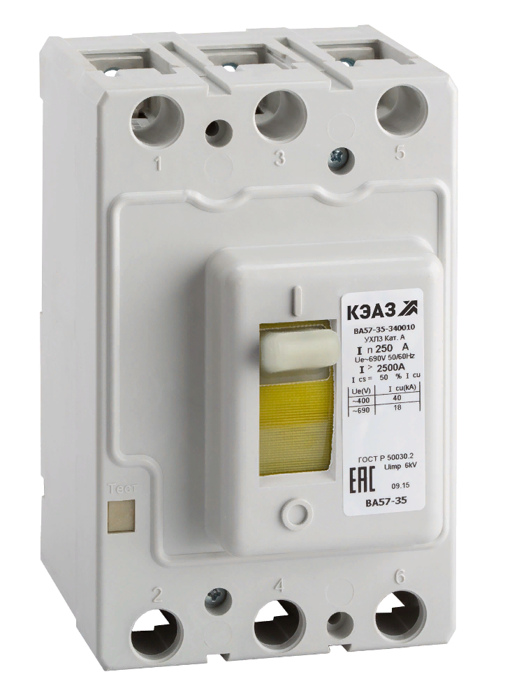 Автоматический выключатель КЭАЗ ВА57-35-340010-125А-1250-690AC-УХЛ3 3P литой корпус, 108576 / электроавтомат