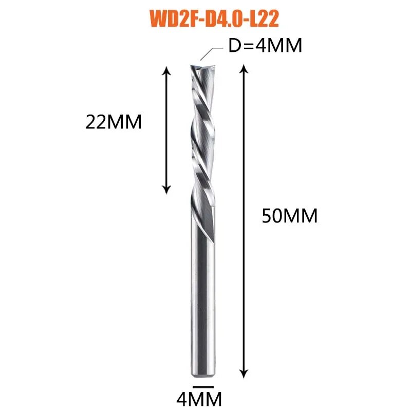 Фреза твердосплавная DREANIQUE WD2F-D4.0-L22, 4 мм