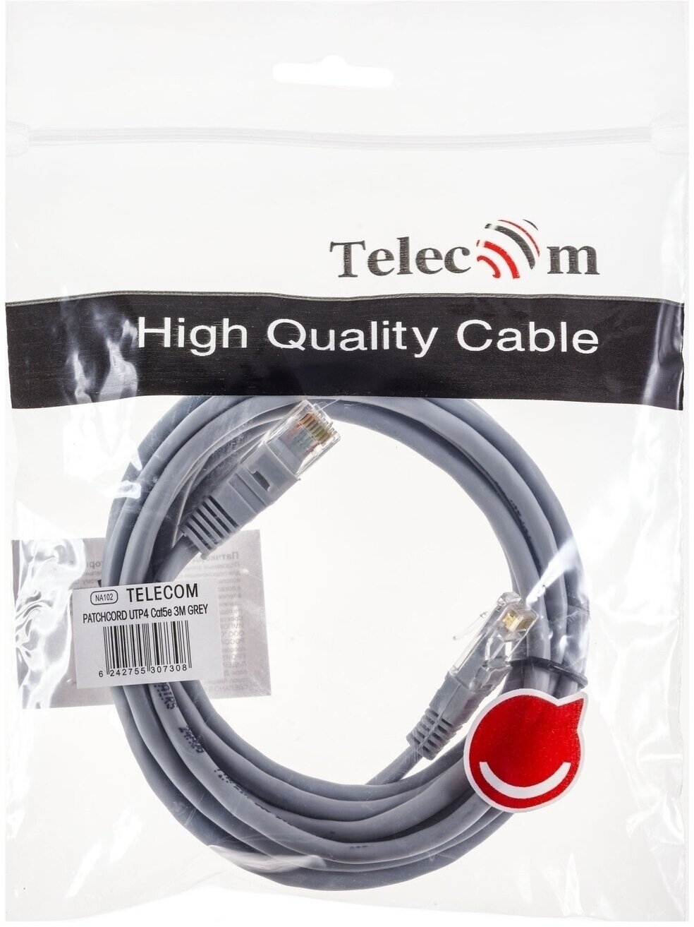 Патч корд 3 м Telecom UTP4 5е RJ45 интернет кабель 3 метра LAN сетевой Ethernet патчкорд (NA102--3M)