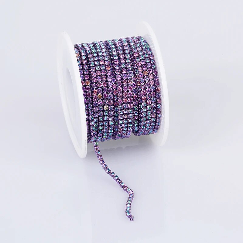 Хрустальная стразовая цепочка Purple Light SS6-2mm, 5 yards