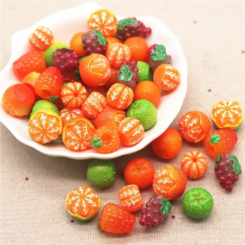 Миниатюрные фрукты из смолы, оранжевые, Mixed, 10 шт