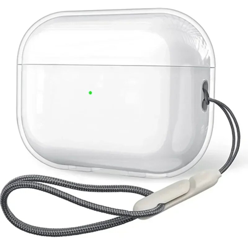 Чехол для AirPods Pro 2, прозрачный, с шнурком