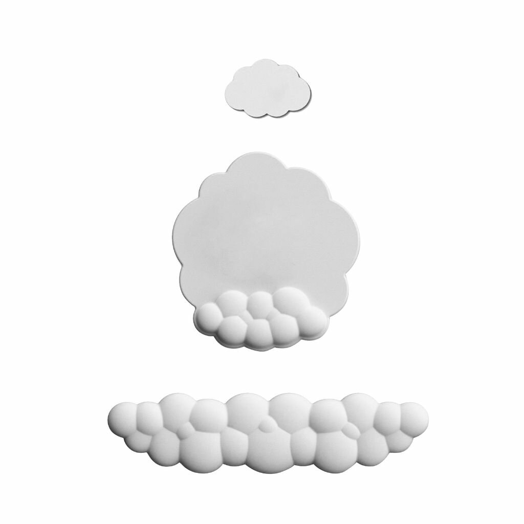 Набор ковриков для мыши cloud keyboard с подставкой рук и запястья из 3 частей-белый