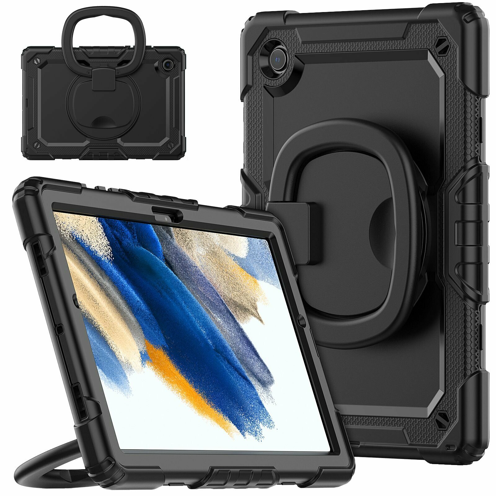 Чехол MyPads для Samsung Galaxy Tab A8 10.5" X200 / X205 2022, силиконовая оболочка, полная защита, с регулируемой ручкой