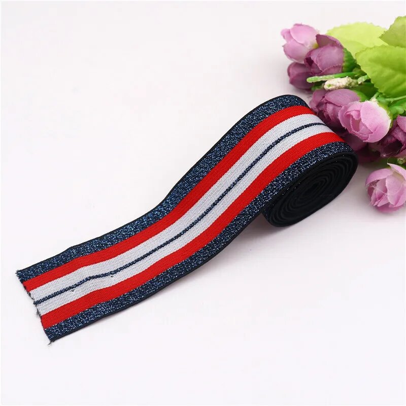 Эластичная лента нейлоновая 40 мм разноцветная 1 метр burewh04