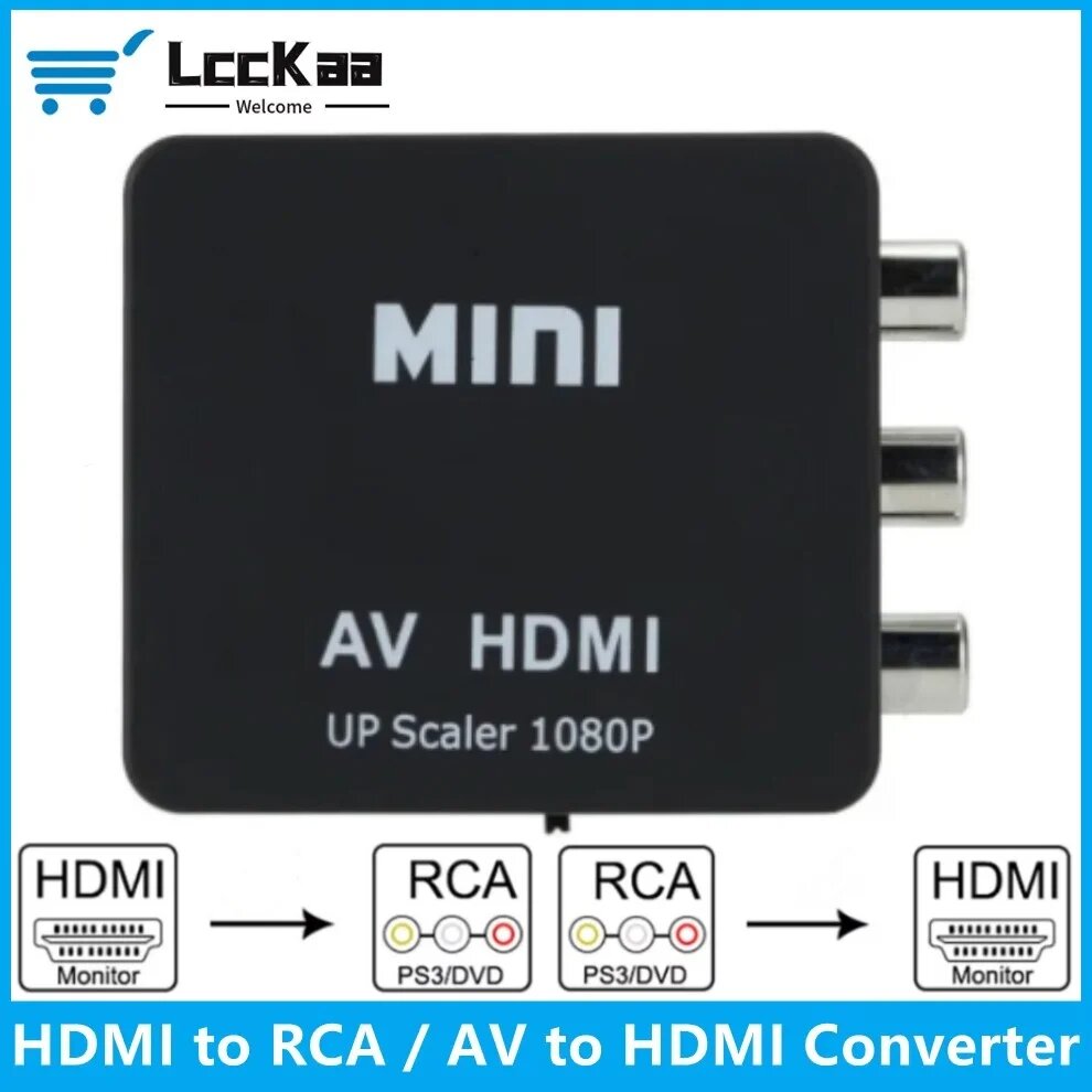 AV-HDMI конвертер RCA в HDMI черный — фото 1