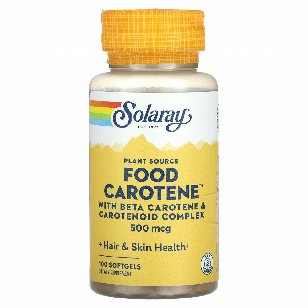 Solaray, Food Carotene™, 500 мкг, 100 капсул