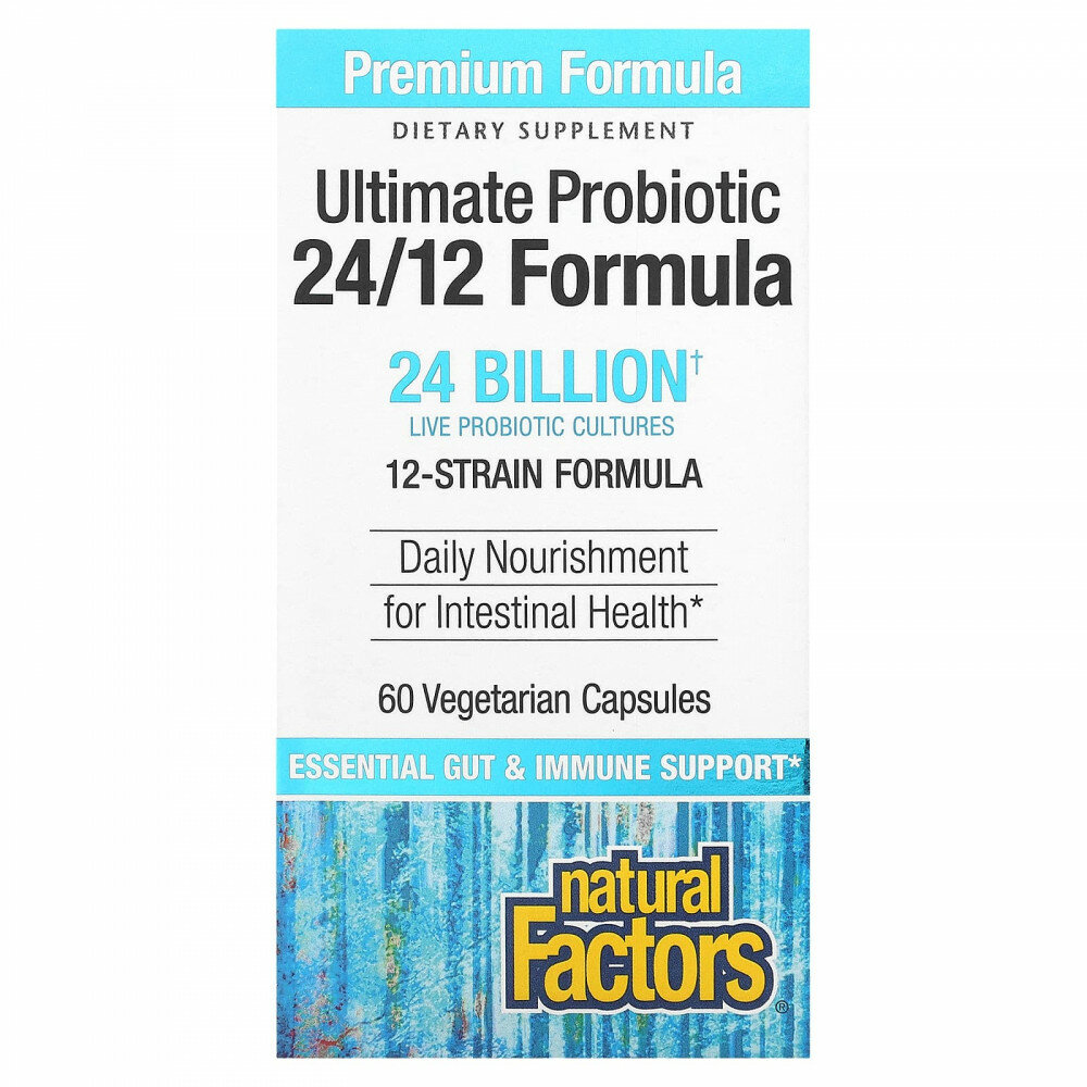 Natural Factors, Ultimate Probiotic, формула 24/12, 60 вегетарианских капсул
