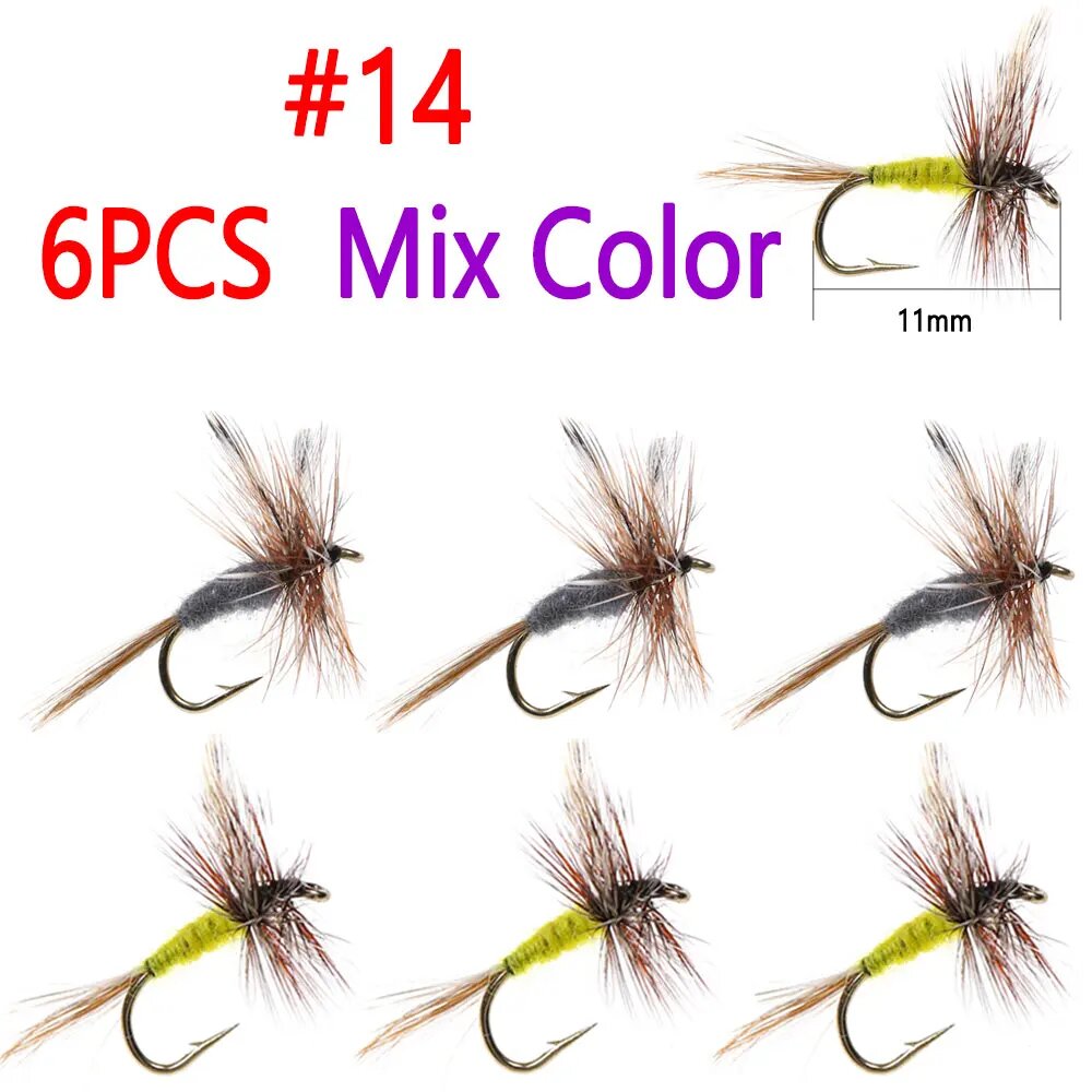 Bimoo Мушки для ловли рыбы Адамс 6 шт. 6pcs Mix Size 14