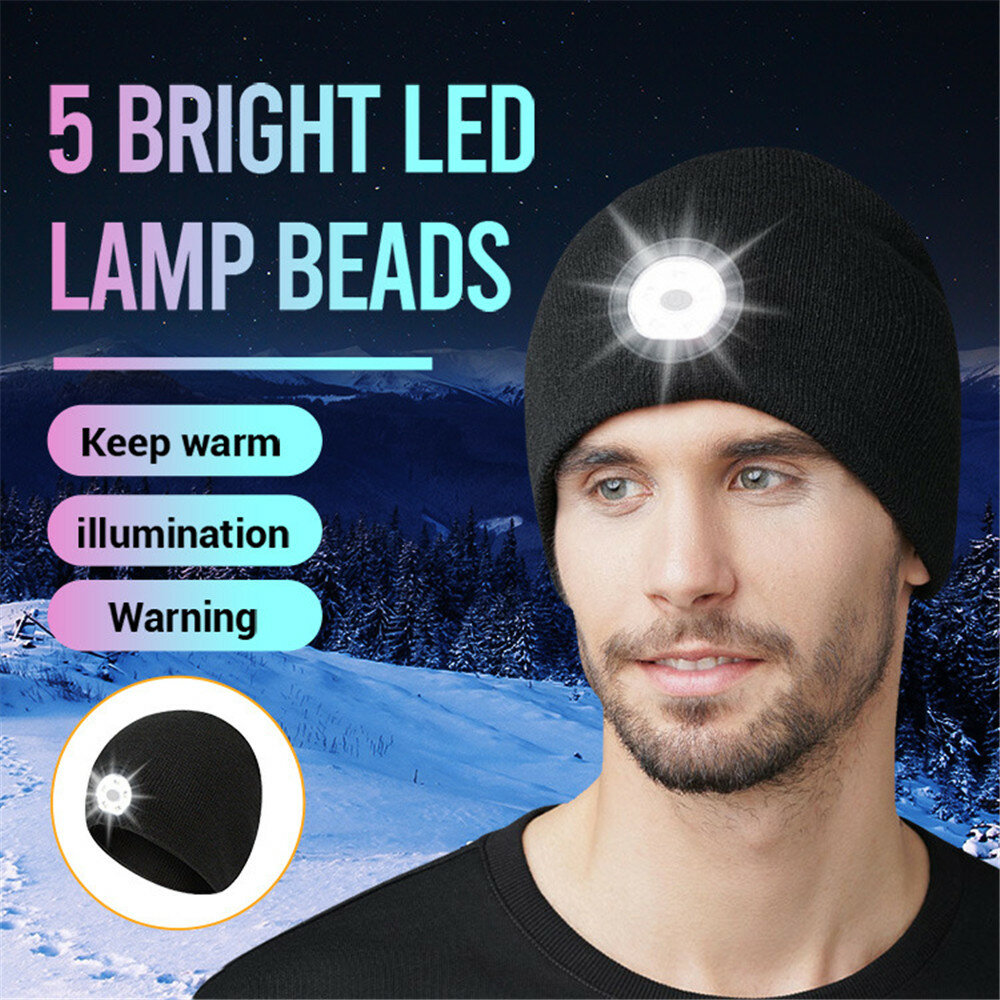 Шапка-фонарь с LED-подсветкой для мужчин и женщин, для бега на открытом воздухе, ночной осветитель, сигнальный свет, вяз