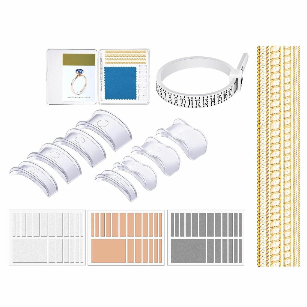 Набор инструментов, Золотое невидимое защитное кольцо-регулятор размера с измерительным набором, 1 комплект из 71 предмета