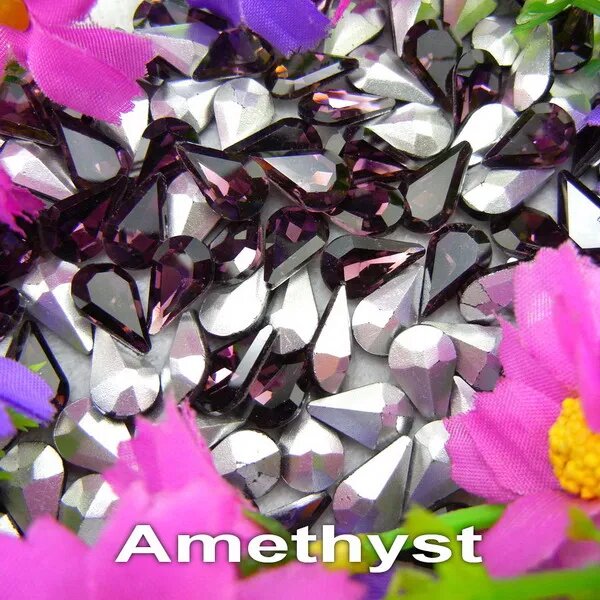 Стеклянные кристаллы SNCRYSTAL капля воды 3*6 мм, 6*10 мм, Фиолетовый, 6x10mm 50pcs, A15 Amethyst