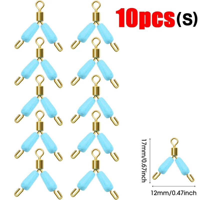 10шт рыболовных вертлюжек с двумя крючками, цвет: 10pcs(S)