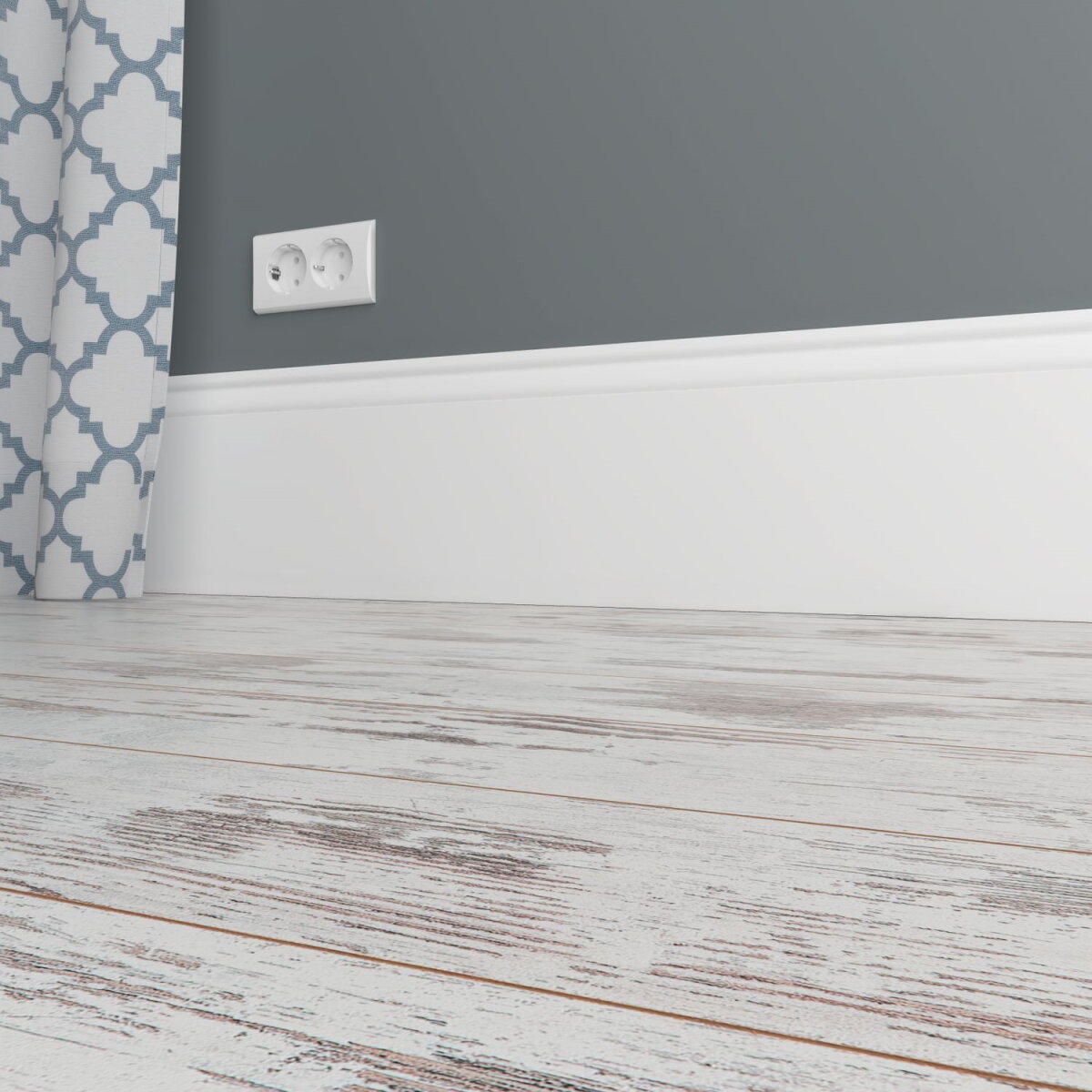 Плинтус Ultrawood BASE 007 i, ЛДФ-декор, влагостойкий, ударопрочный, 2м, под покраску, 1 шт.