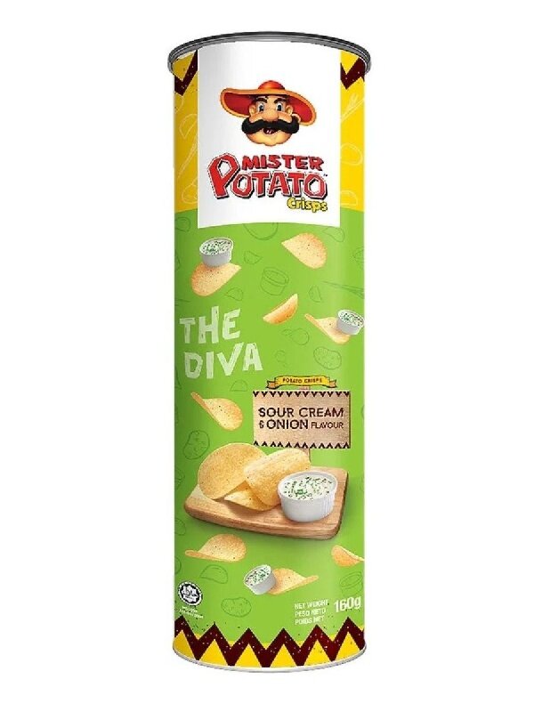 Чипсы картофельные MISTER POTATO со вкусом сметаны и лука Sour Cream and Onion /туба/ 160г