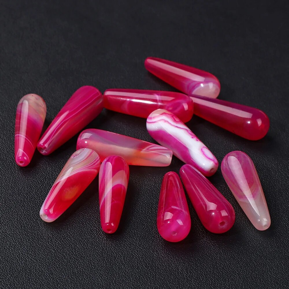 RISYF капли халцедона бусины 10x30 мм Розовый, 6 pieces, NO.6 Rose Agate