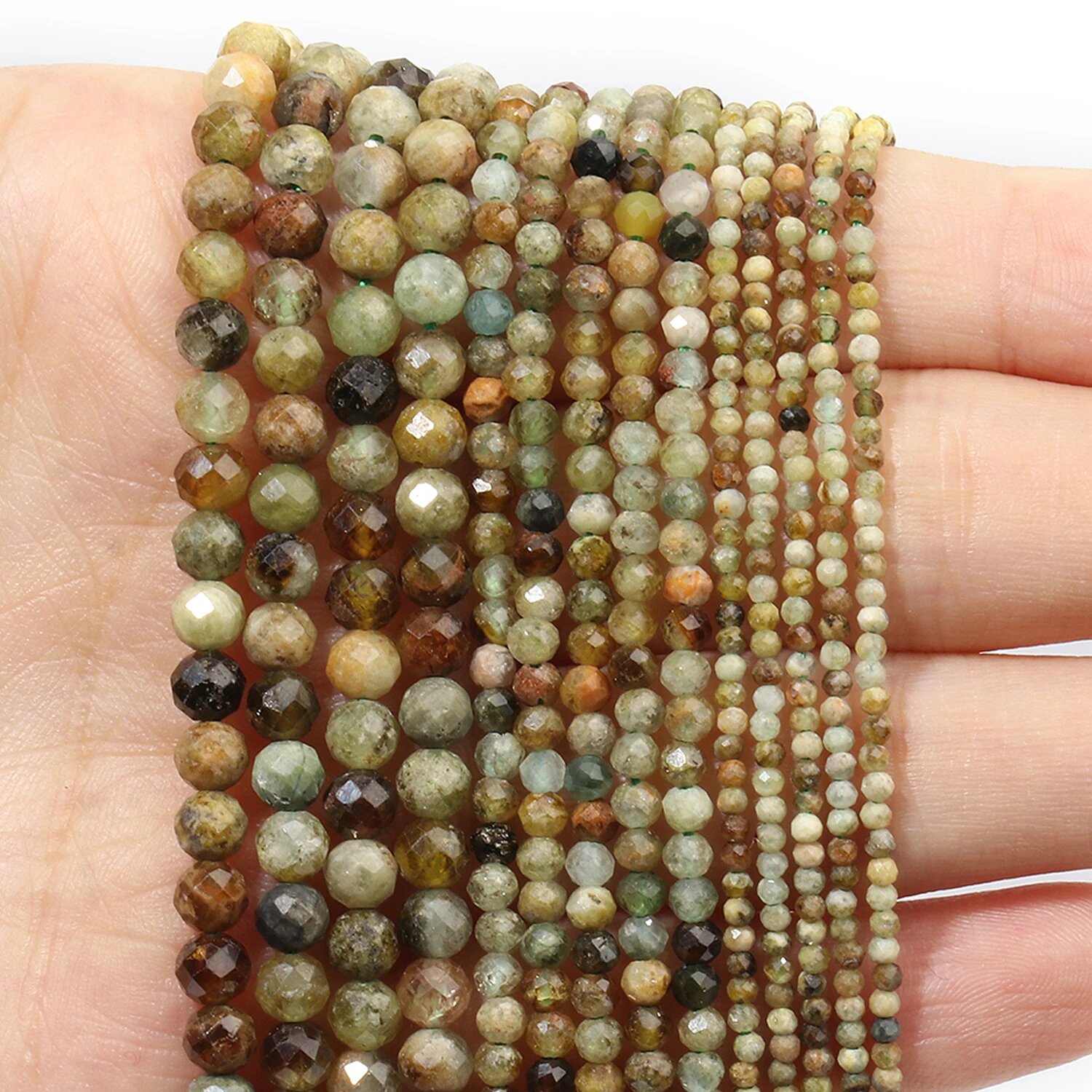 Граненые бусины из зеленого граната nociuciu 2 мм, 3 мм, 4 мм 3mm about 115pcs