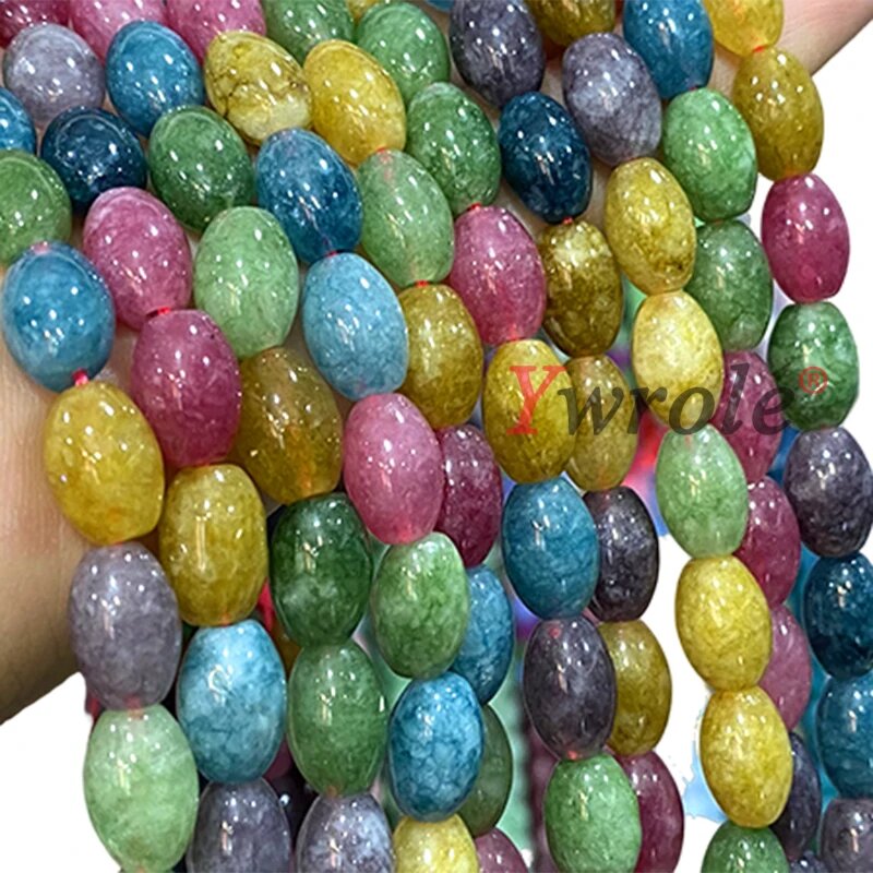 Зеленые бусины из халцедона 8x12 мм YWROLE 8x12mm 13-15pcs, tourmaline color