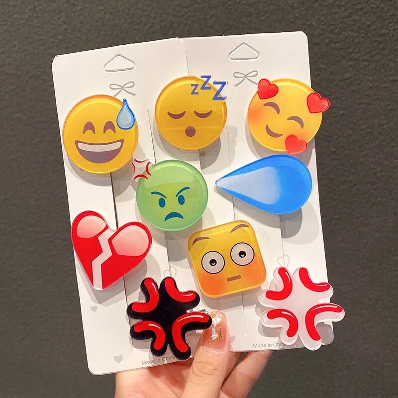 Шпилька для волос Emoji 9шт, набор разных эмоций
