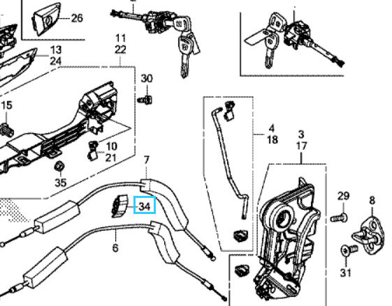 Фиксатор, трос замка (Оригинал)