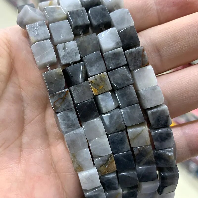 Каменные бусины LUOMAN XIARI тигровый глаз, бирюза, нефрит 8x8 мм Серый, 8mm 43pcs, hawks eye